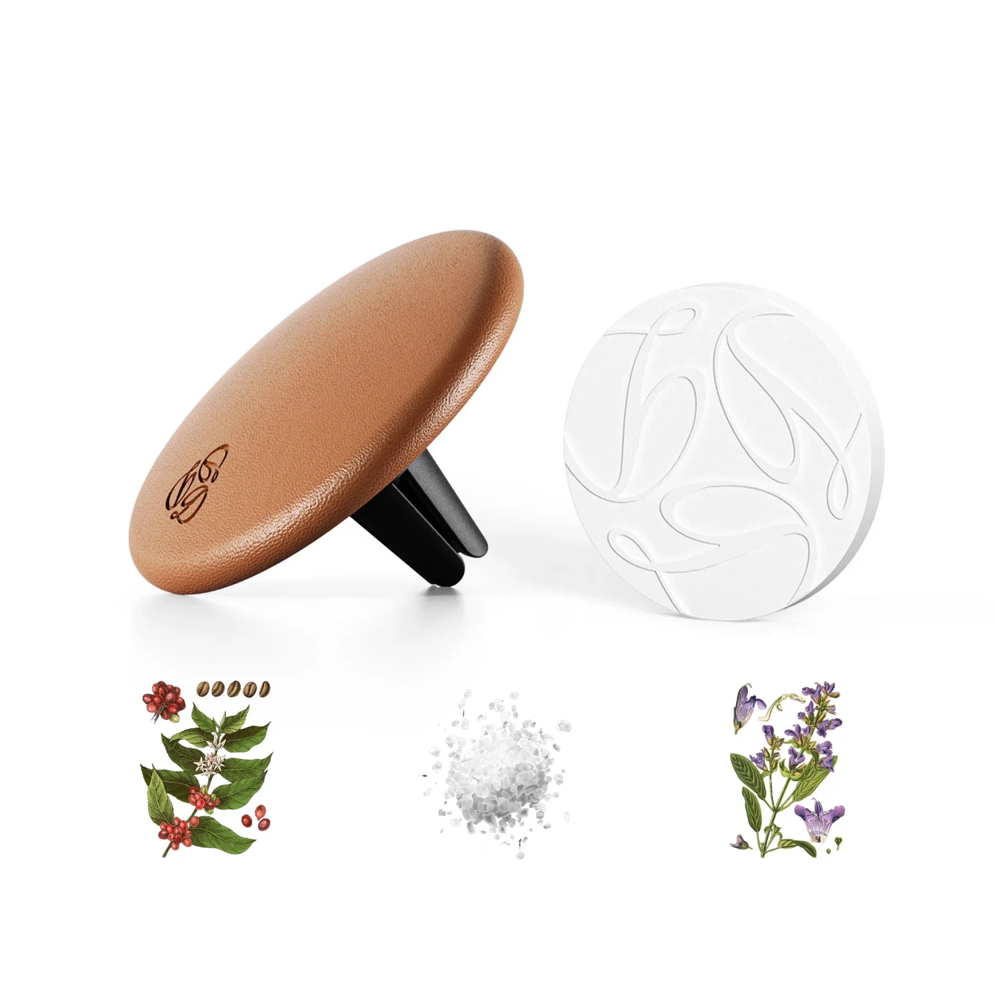 Luxury Car Diffuser Set – Sage Scent with Camel Lambskin Case – seree