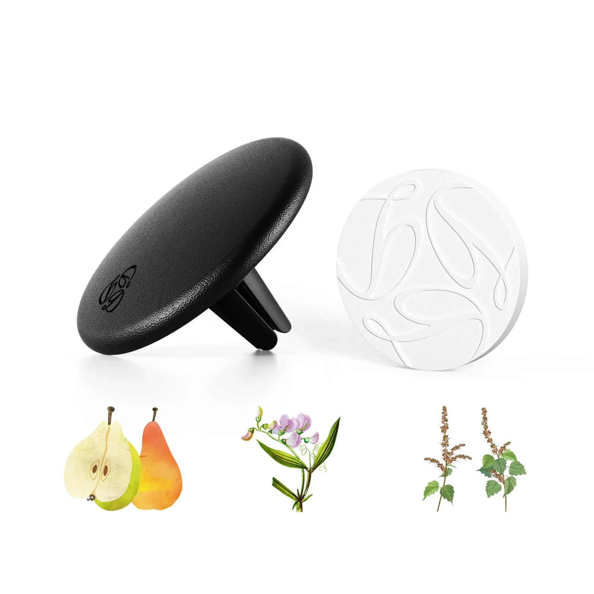 Luxury Car Diffuser Set – Freesia Scent with Black Lambskin Case – seree