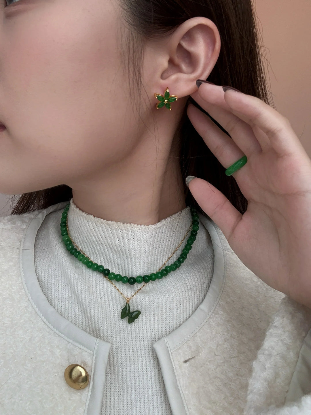 Lime — Green Jade Beaded Necklace | seree