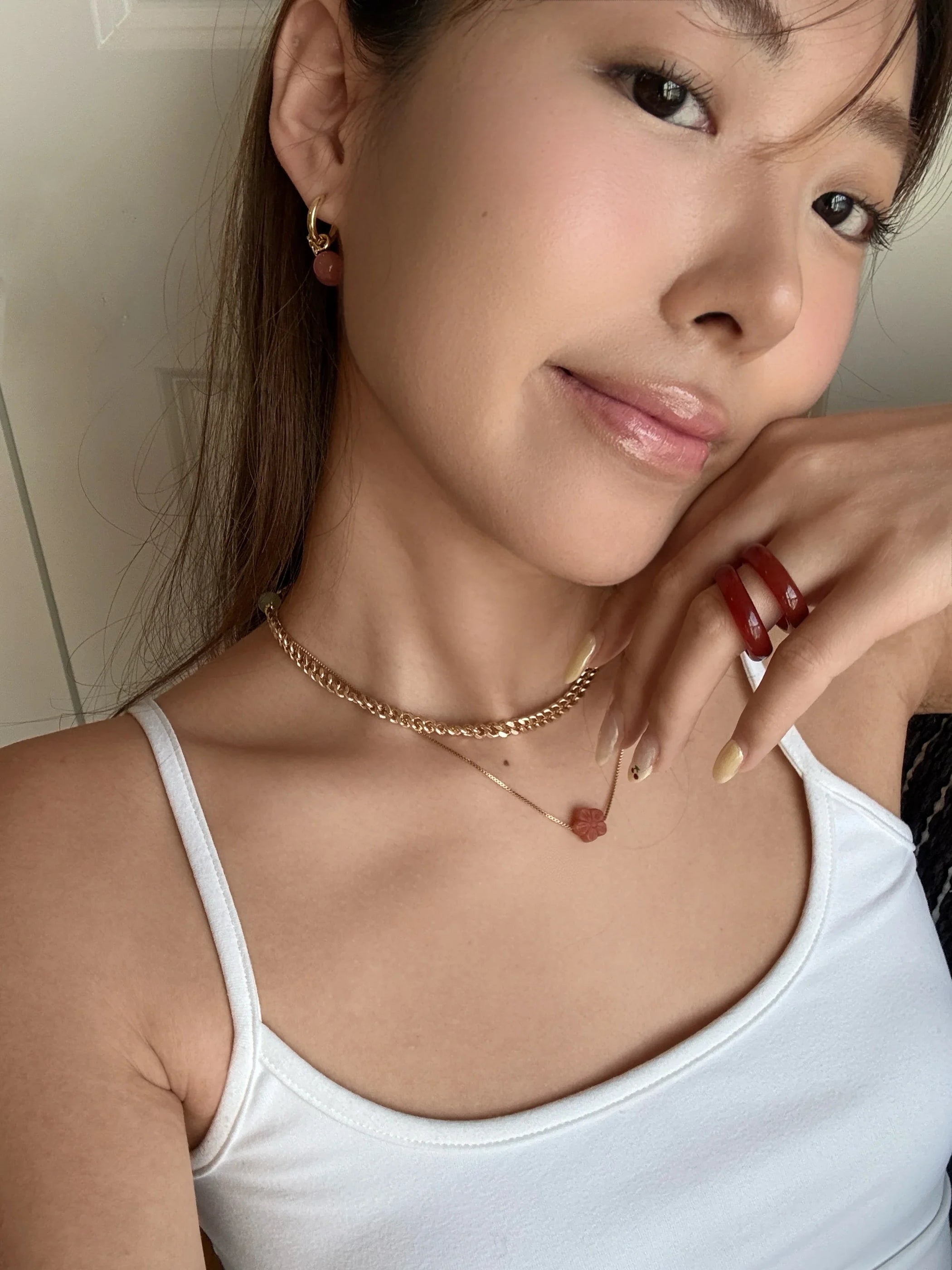 Persimmon — Dark Orange Jade Stone Ring | seree